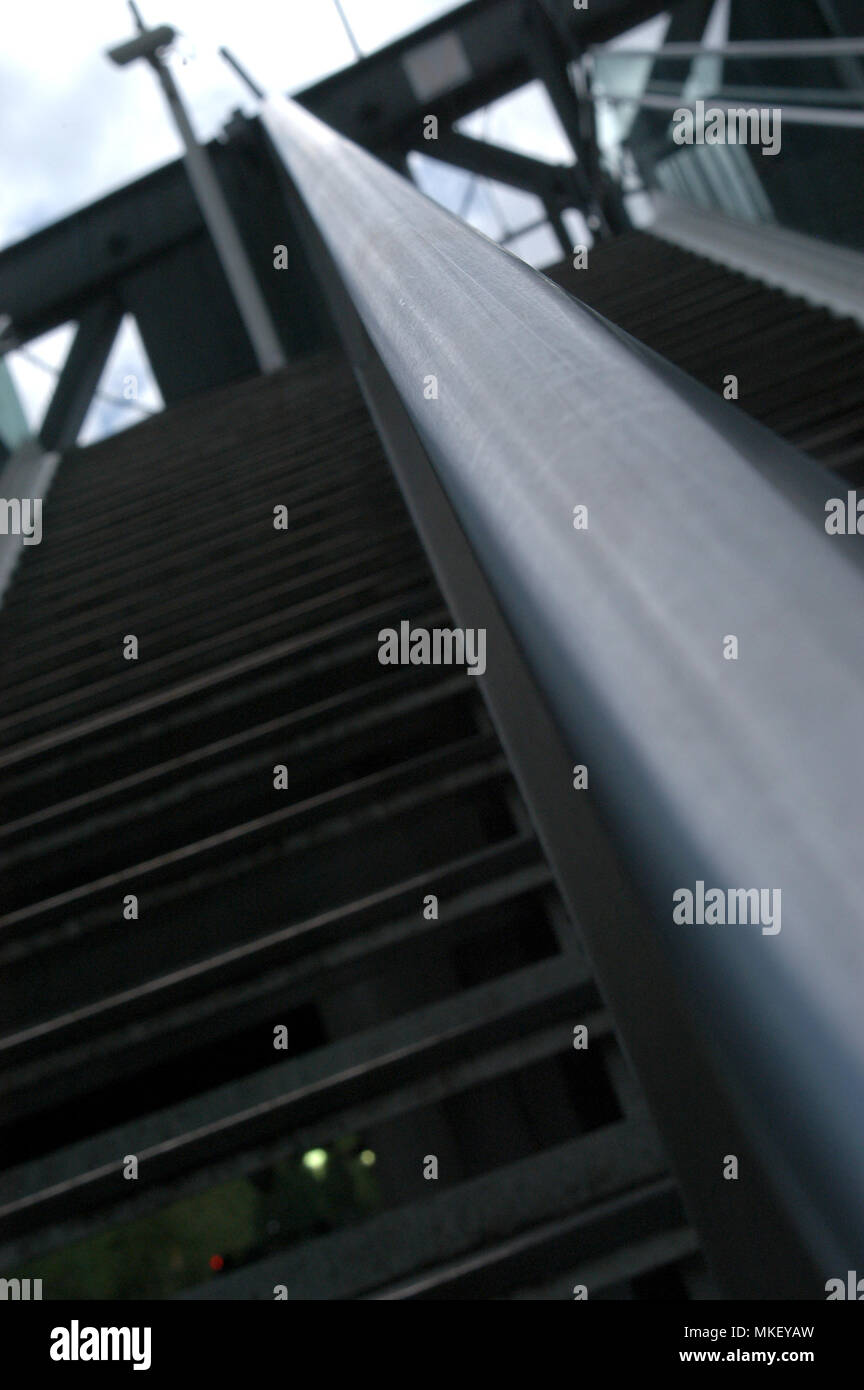 Stainless steel hand rail, in public place, the south bank london Stock ...