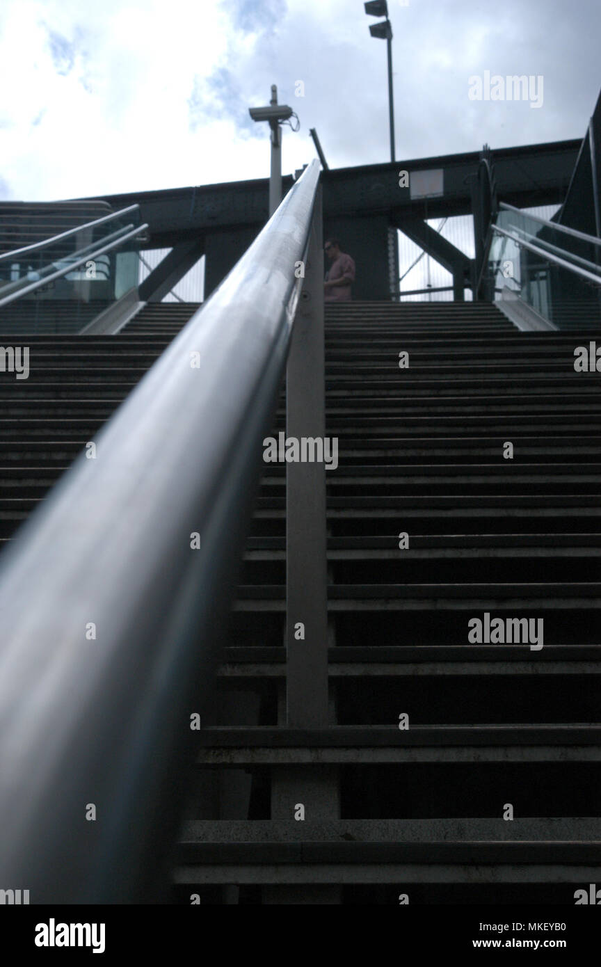 Stainless steel hand rail, in public place, the south bank london Stock ...