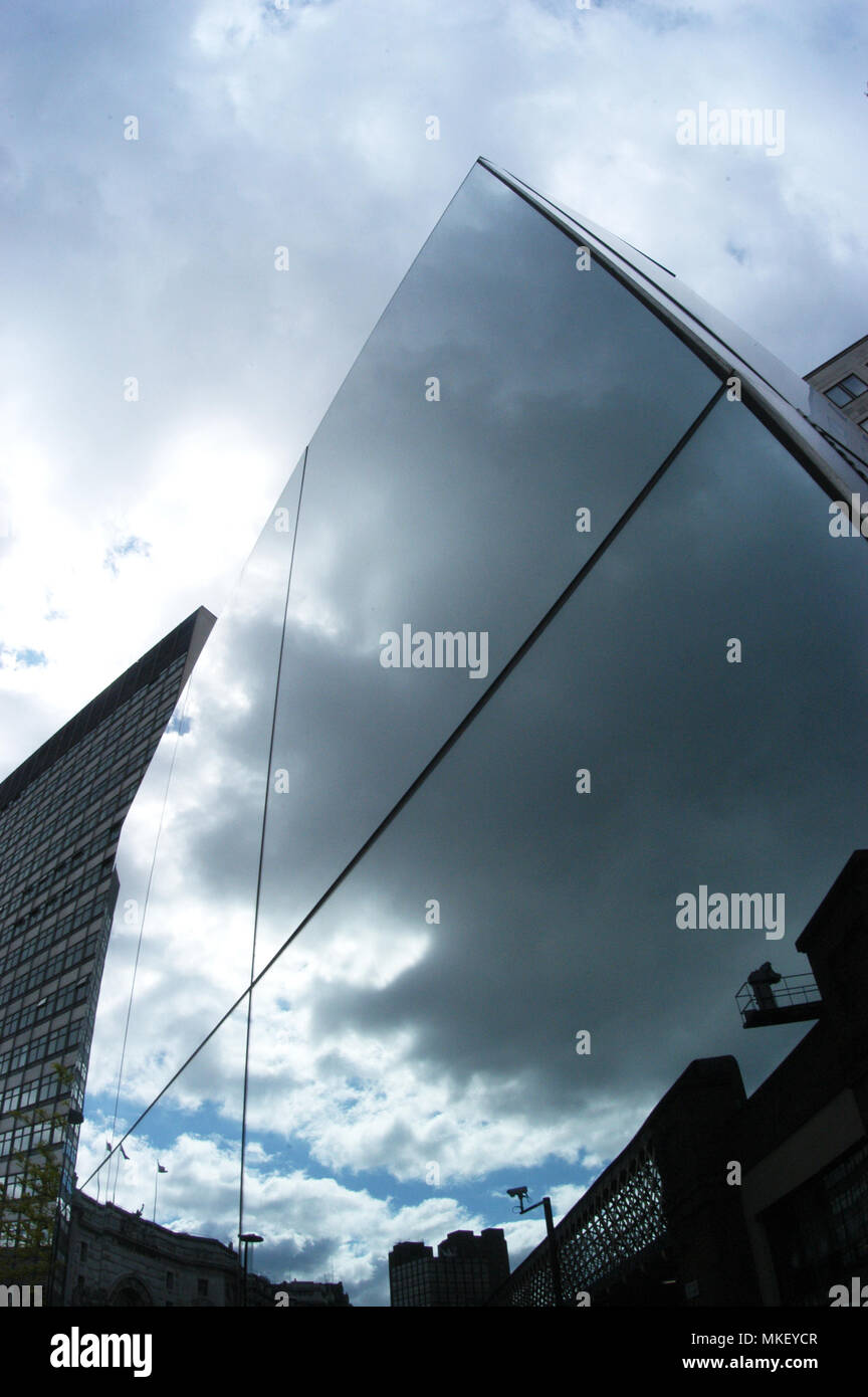 Giant mirrored box contemporary sculpture on the South Bank at Sutton ...