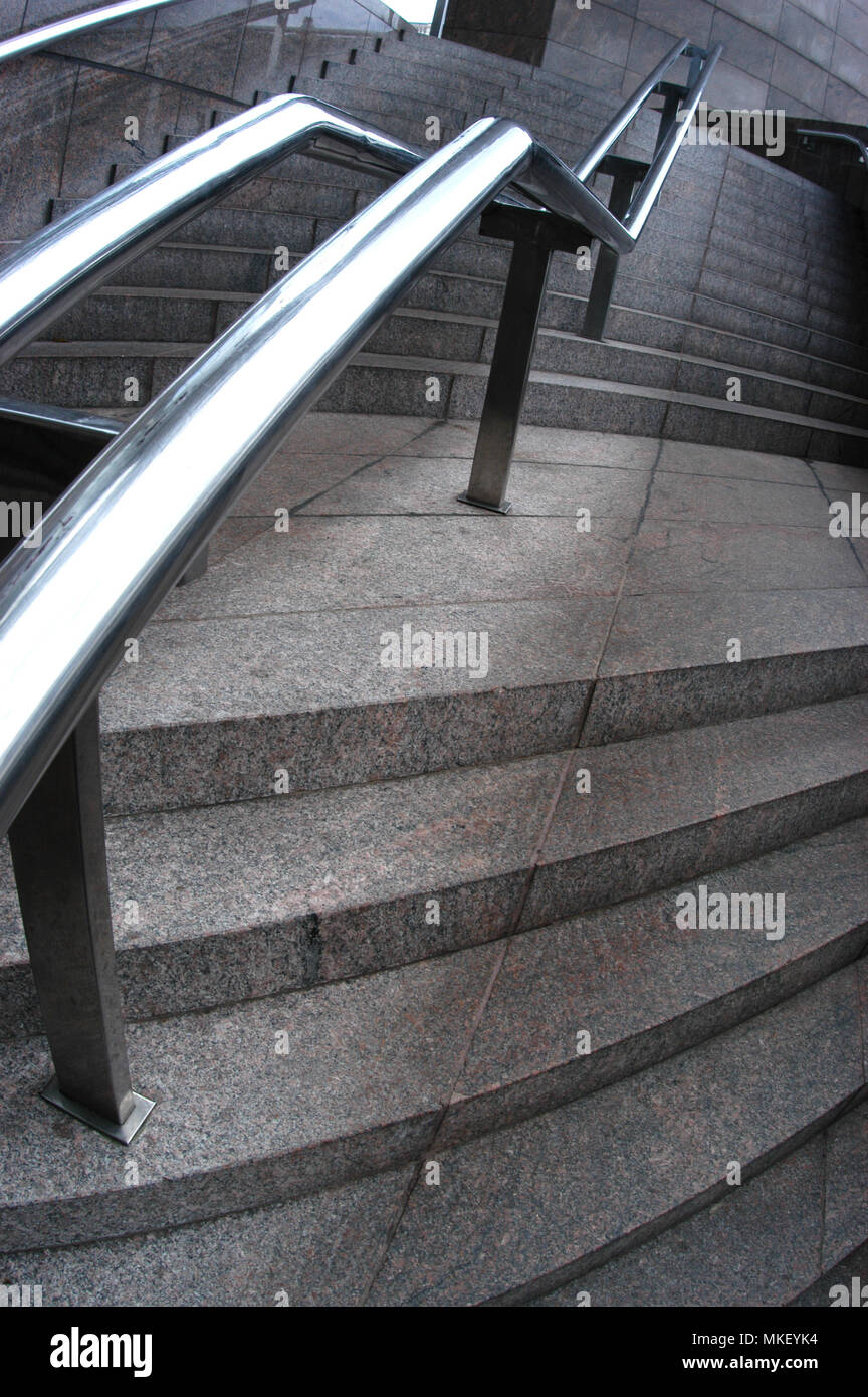 Stainless steel hand rail, in public place, the south bank london Stock ...