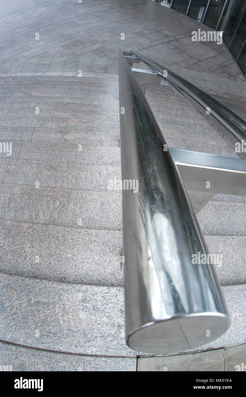 Stainless steel hand rail, in public place, the south bank london Stock ...