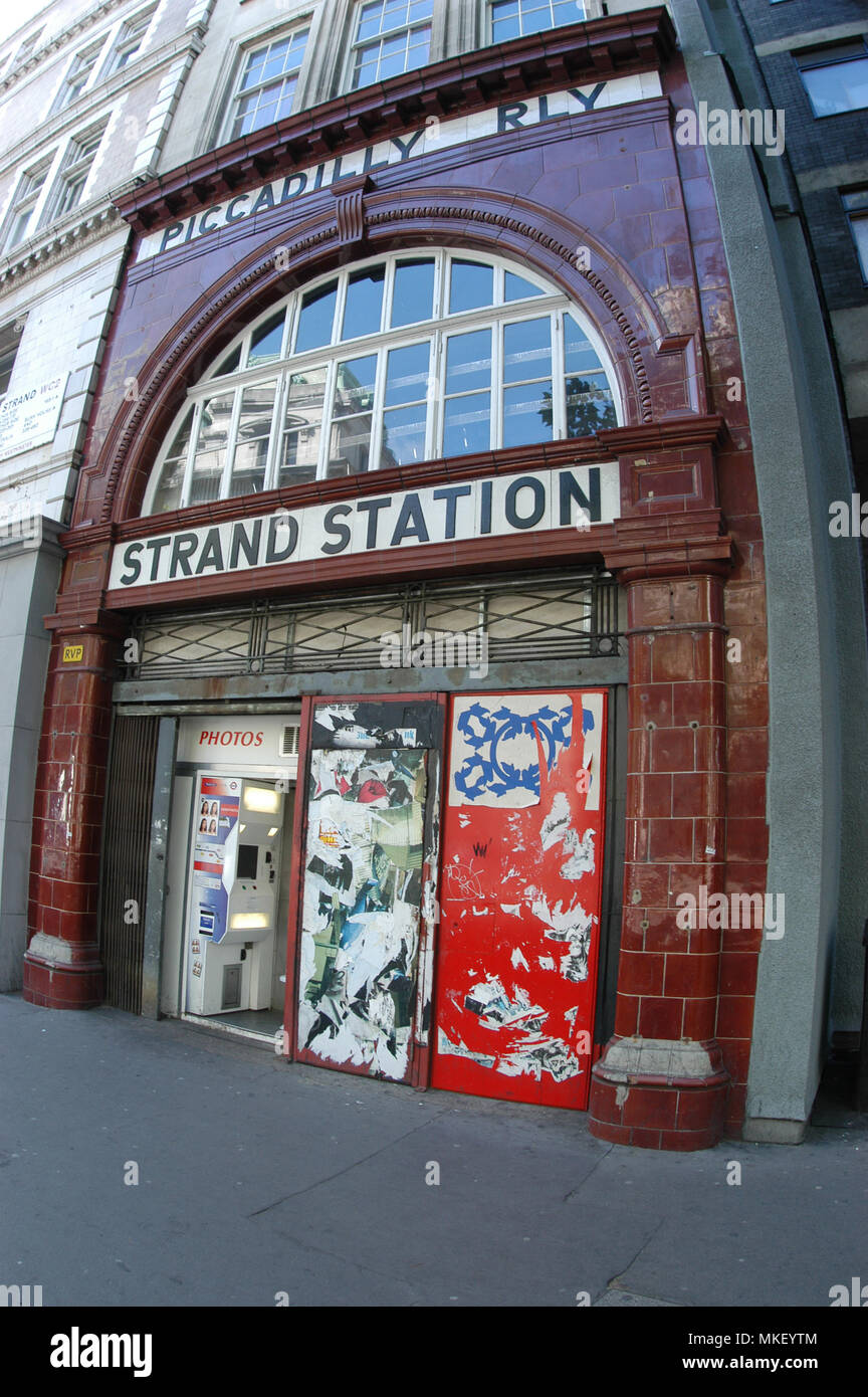 The old Strand tube station on the london underground Stock Photo - Alamy