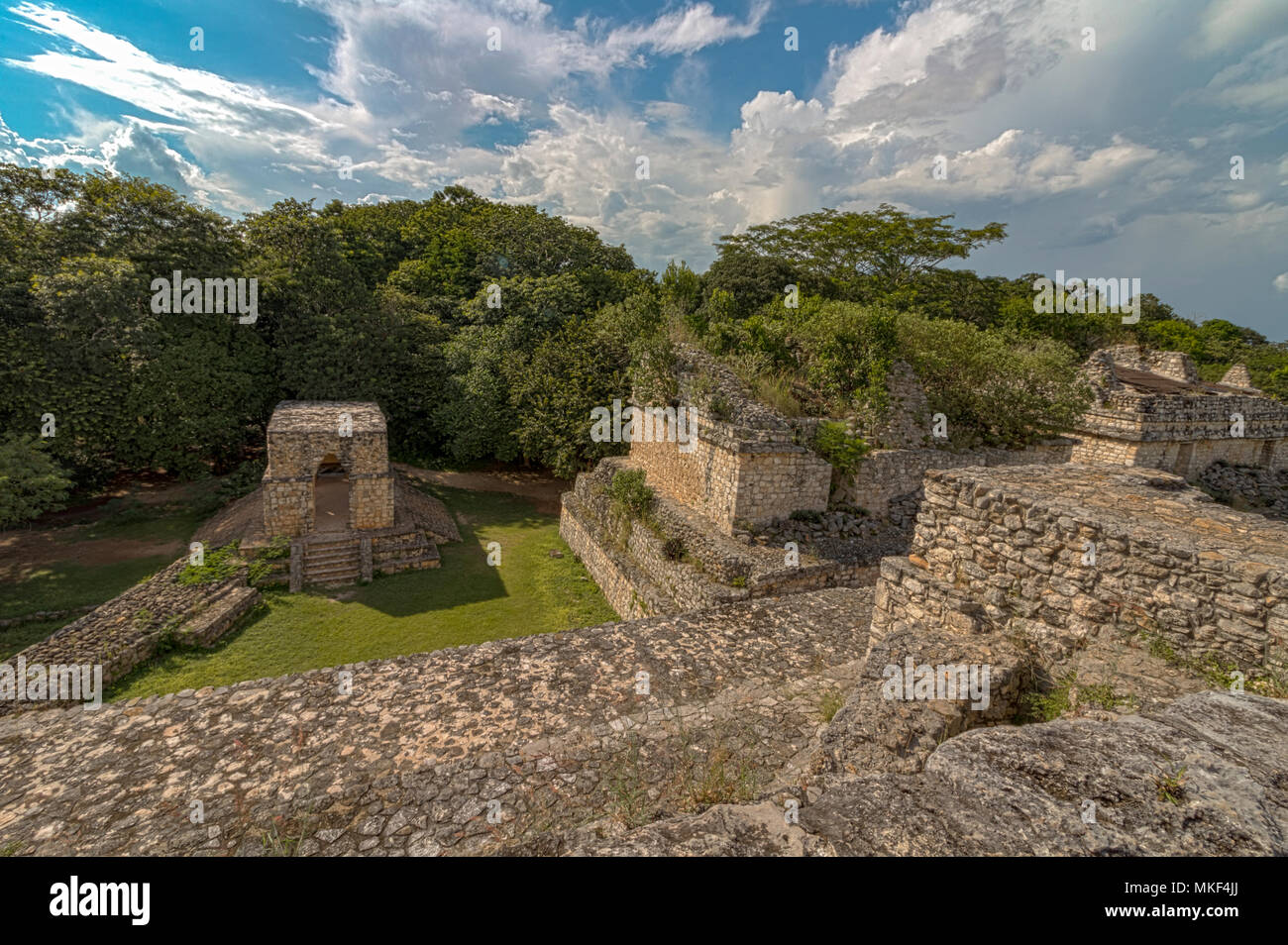 Mayan acropolis EkBalam in Mexico. These ruins are extremely well kept ...