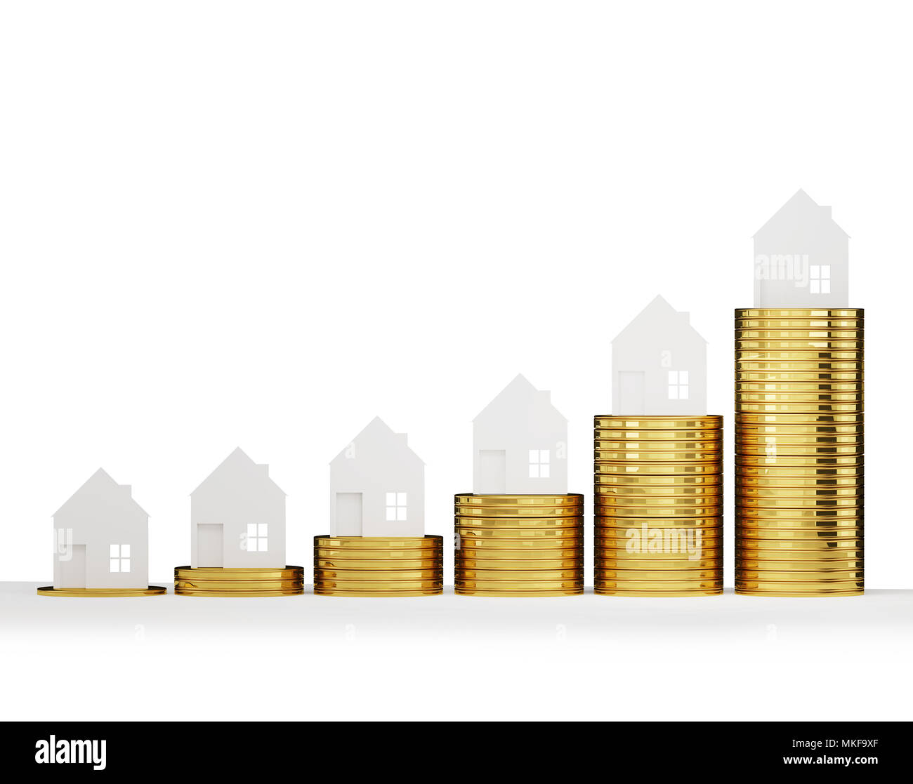 rising house prices 3D illustration Stock Photo - Alamy