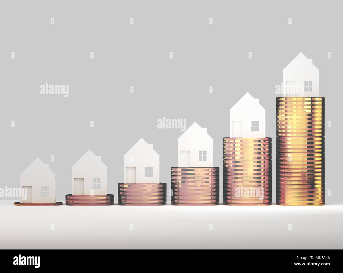 rising house prices 3D illustration Stock Photo - Alamy
