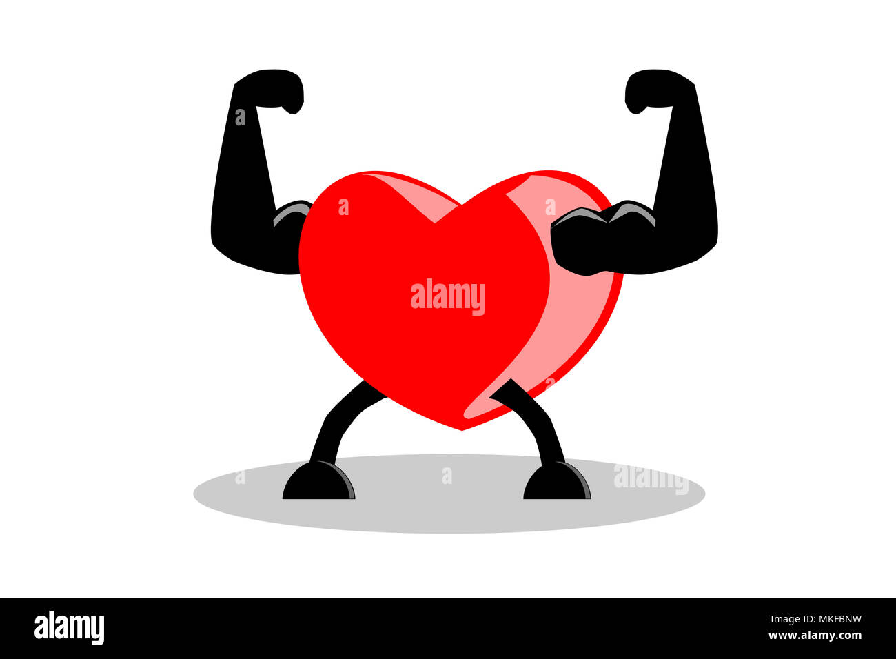 Healthy red heart showing muscles and strength, isolated on white ...