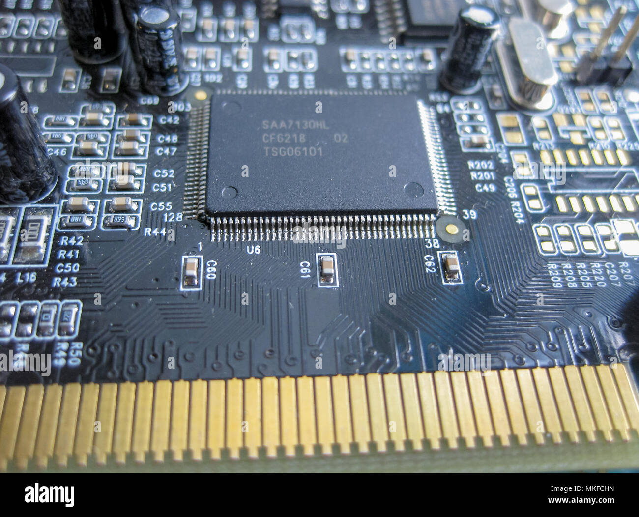 Electronic board with electrical components. Electronics of computer ...