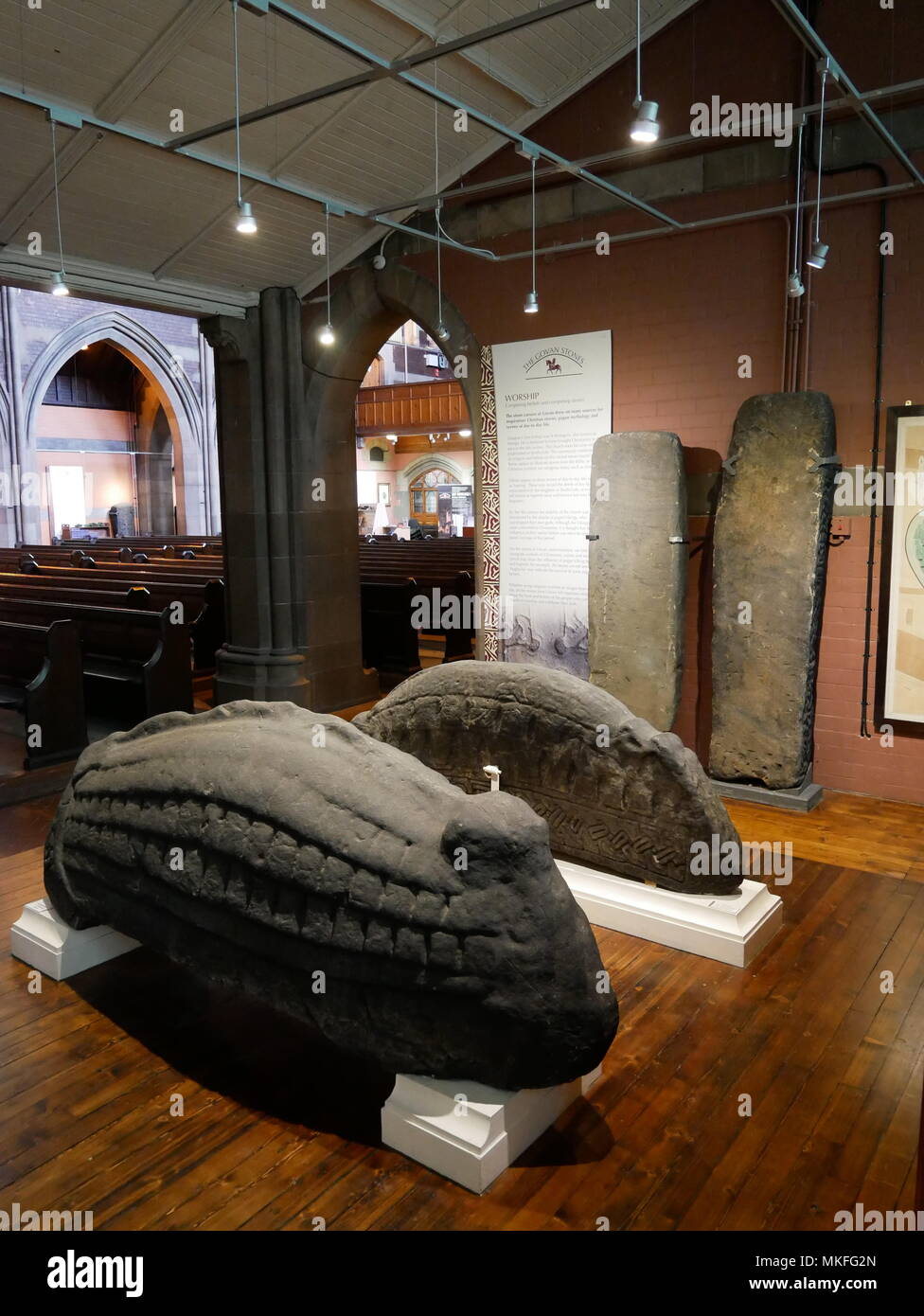 Two Viking Hogbacks inside Govan Old Church, Glasgow Stock Photo - Alamy