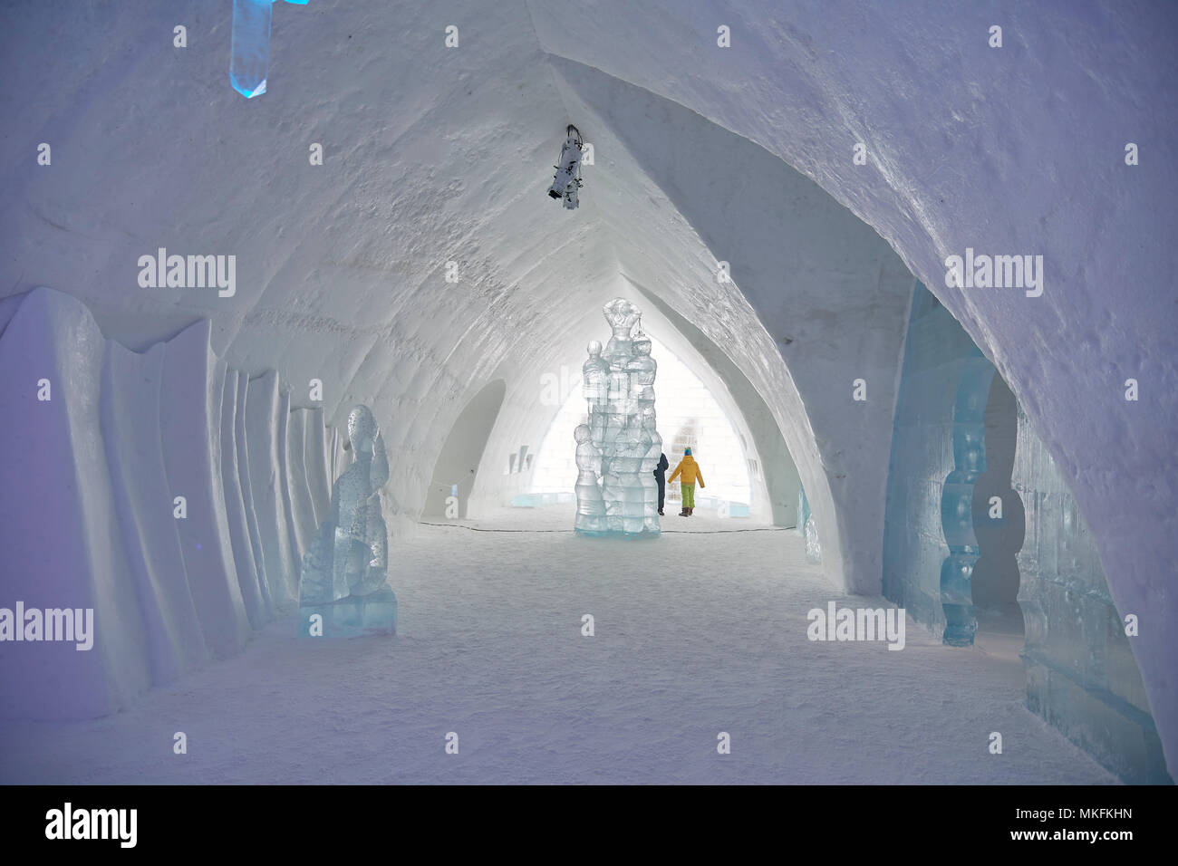 Ice sculpture in gallery, Ice Hotel, Quebec, Canada Stock Photo - Alamy
