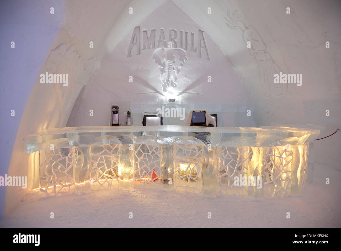 Ice bar, Ice Hotel, Quebec, Canada Stock Photo - Alamy