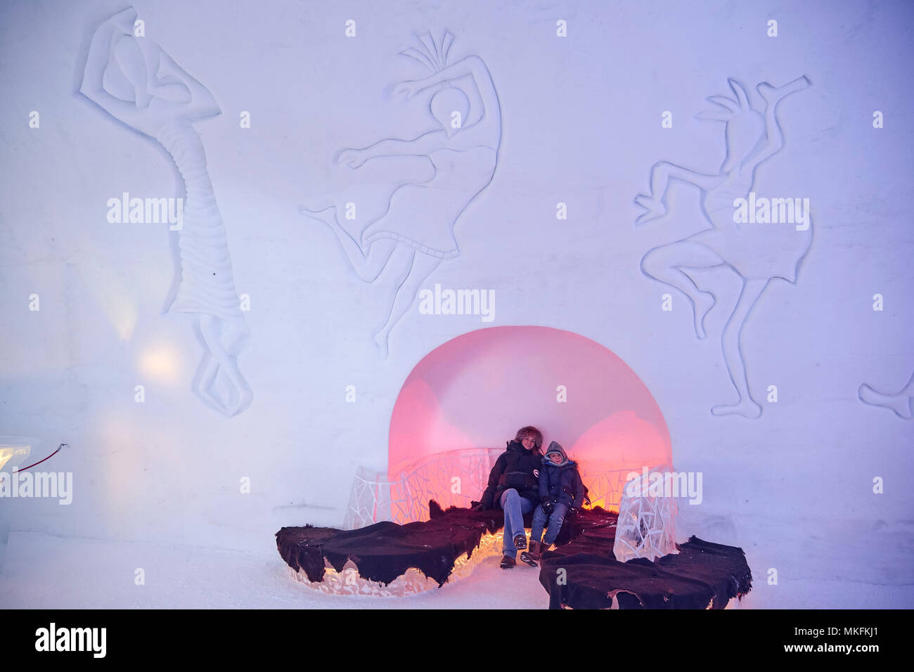 Ice bar, Ice Hotel, Quebec, Canada Stock Photo - Alamy