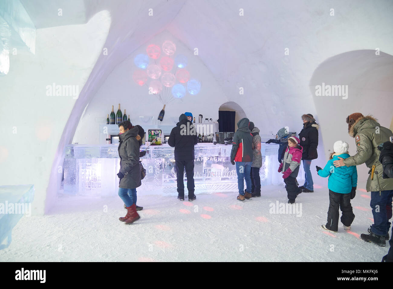 Ice bar, Ice Hotel, Quebec, Canada Stock Photo - Alamy
