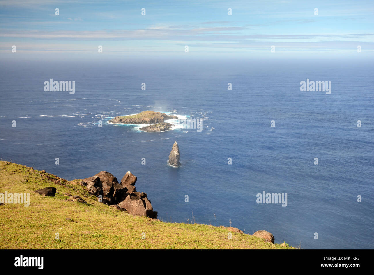The islets (Motu Nui the largest, Motu Iti and Motu Kao Kao) seen from ...