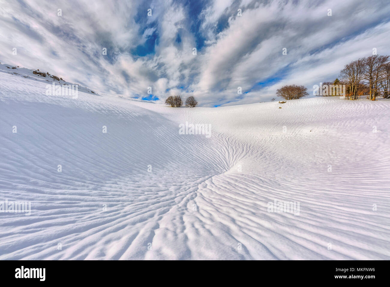 Snow ravine around a sinkhole, Plateau d'Font d'Urle, Sensitive Natural ...
