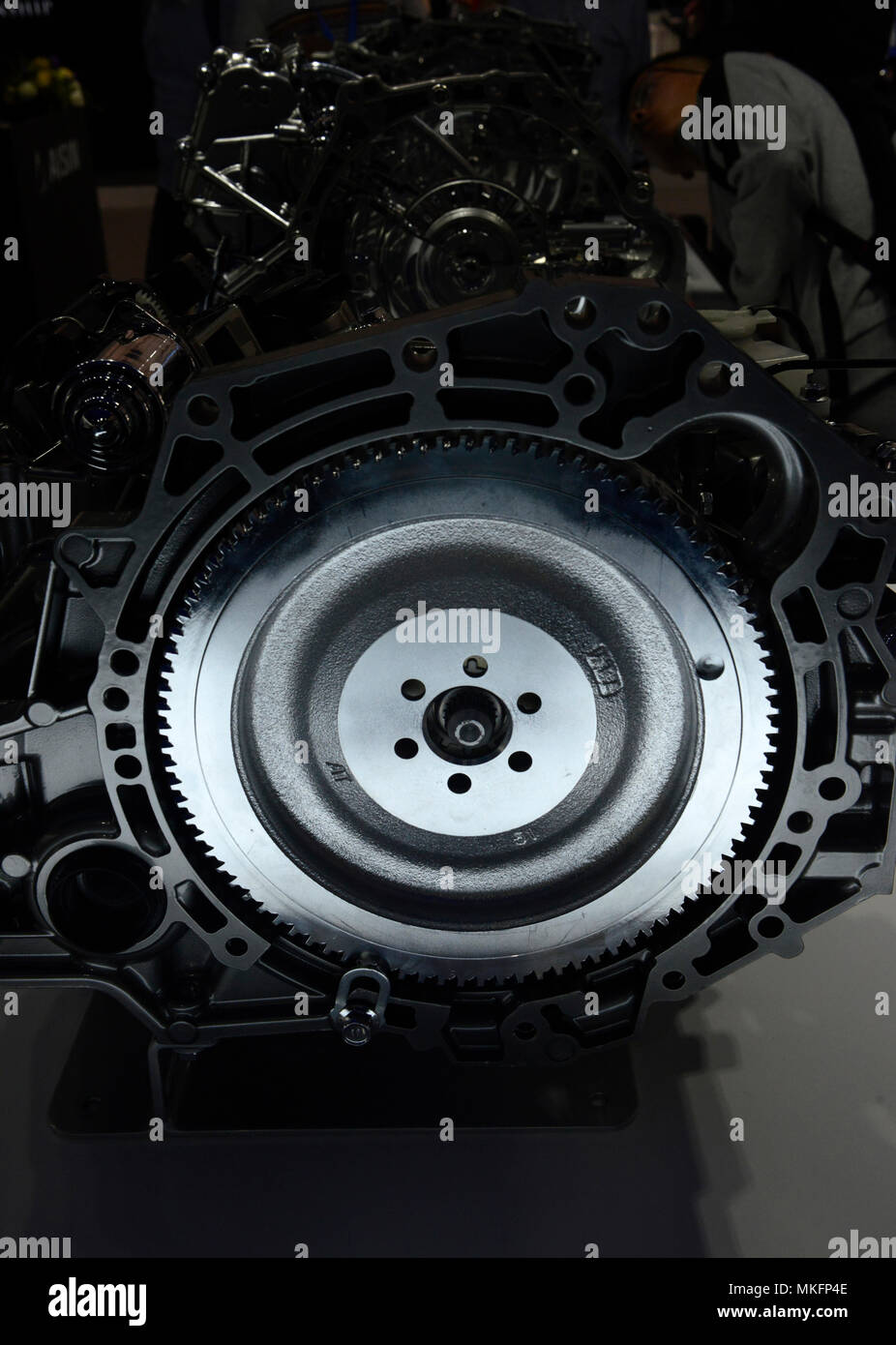 An Automatic Transmission on the Aisin stand at the Auto China 2018 ...