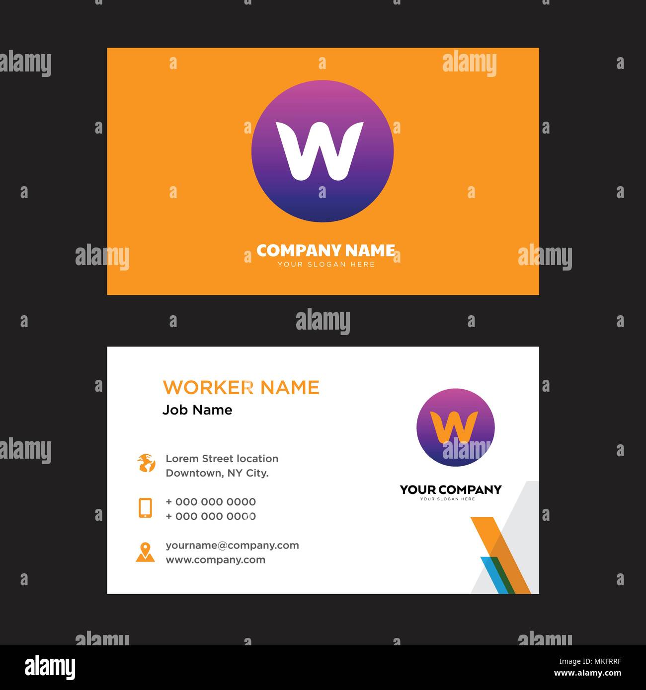 w business card design template, Visiting for your company, Modern ...