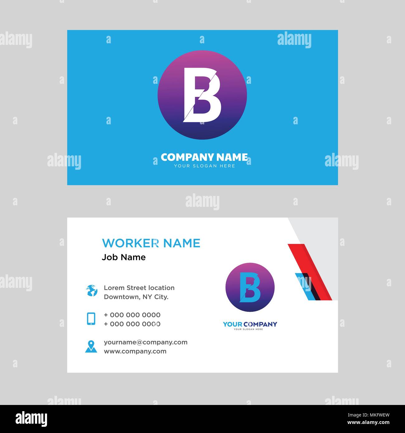 B business card design template, Visiting for your company, Modern ...