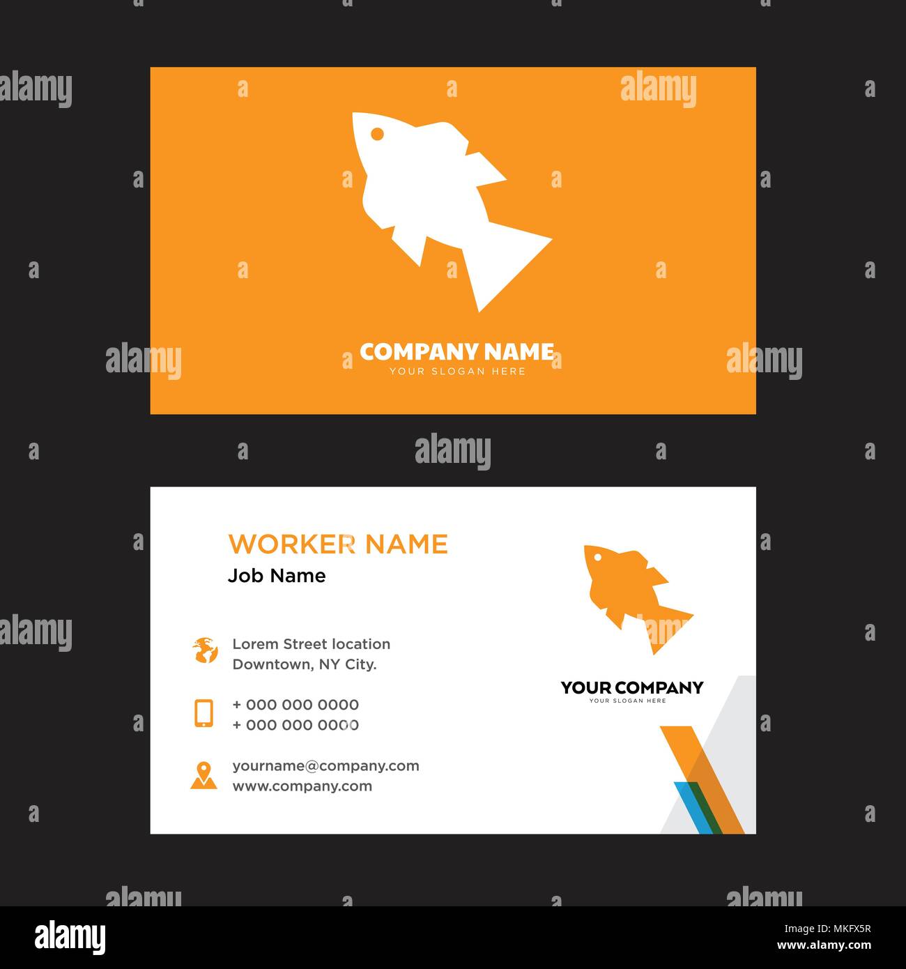 Fish with Four bubbles business card design template, Visiting for your ...