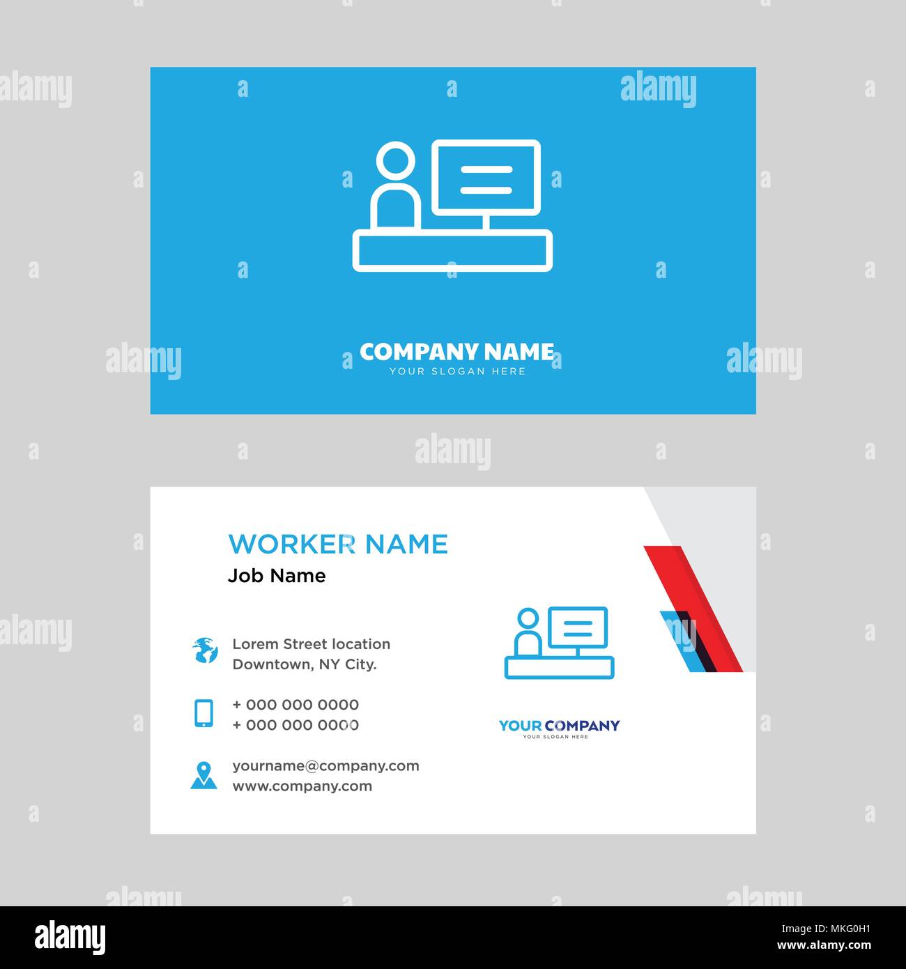 Worker business card design template, Visiting for your company, Modern ...