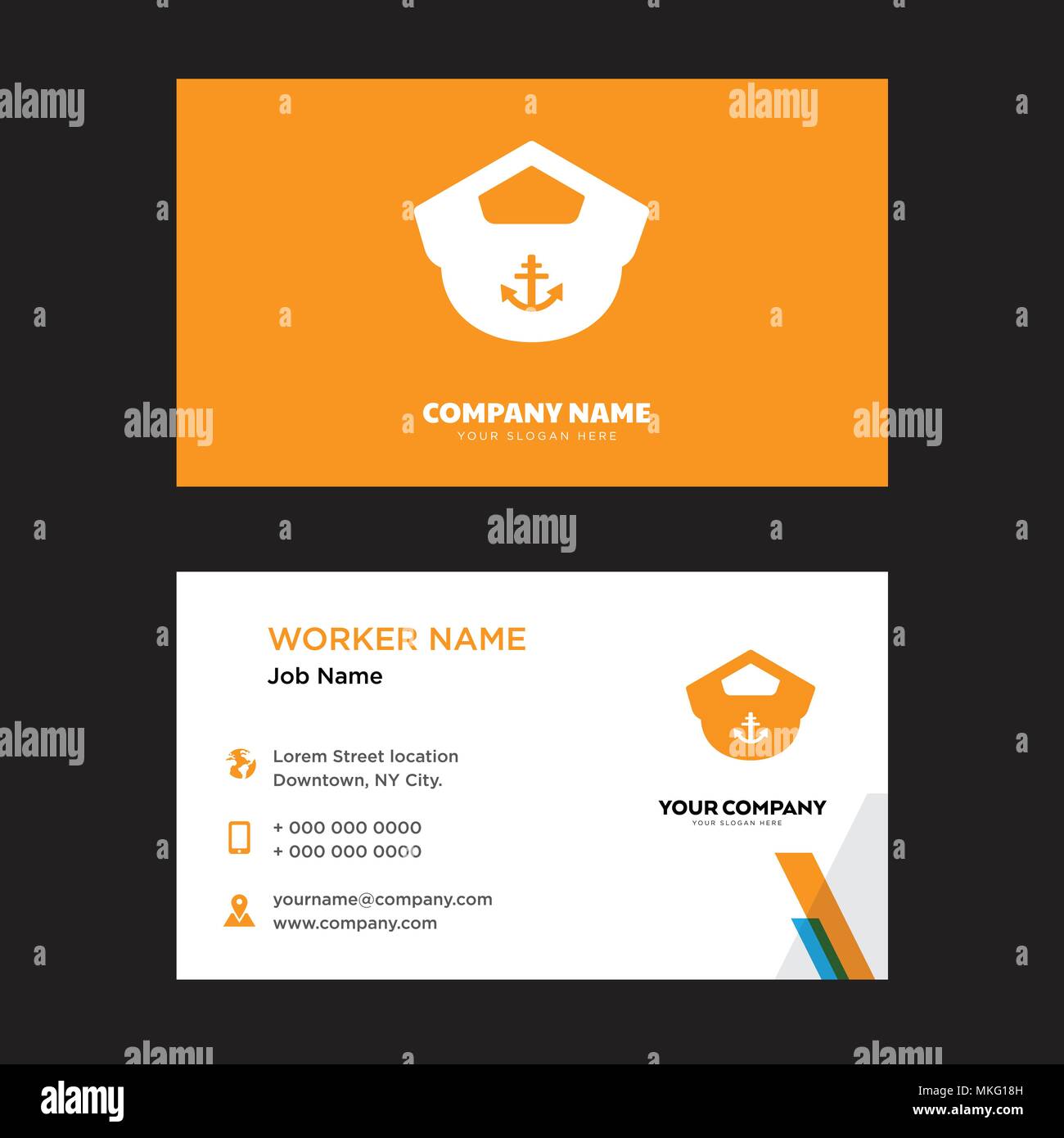 Boat Captain Hat business card design template, Visiting for your ...
