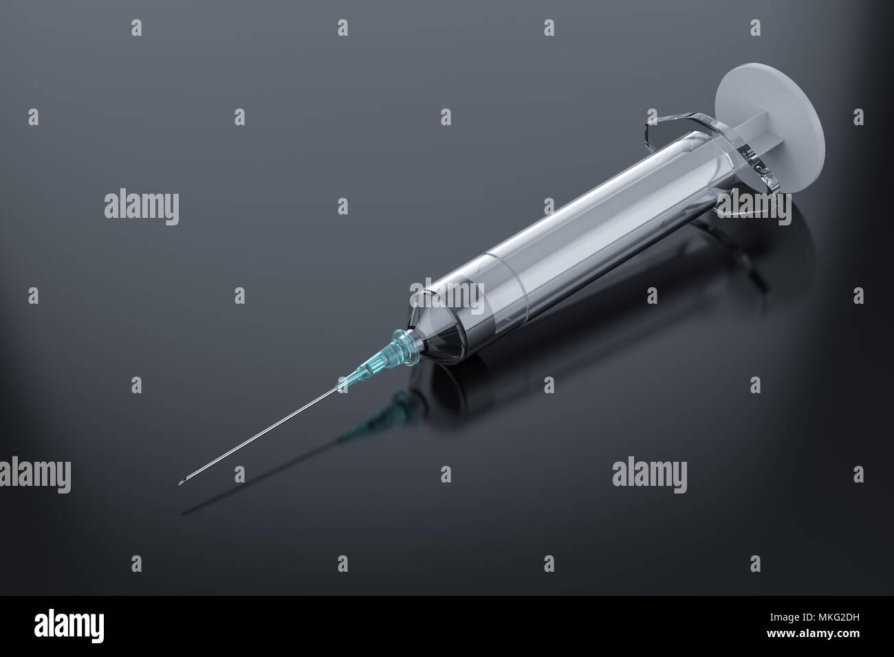 3d rendering medical syringe on black background Stock Photo - Alamy