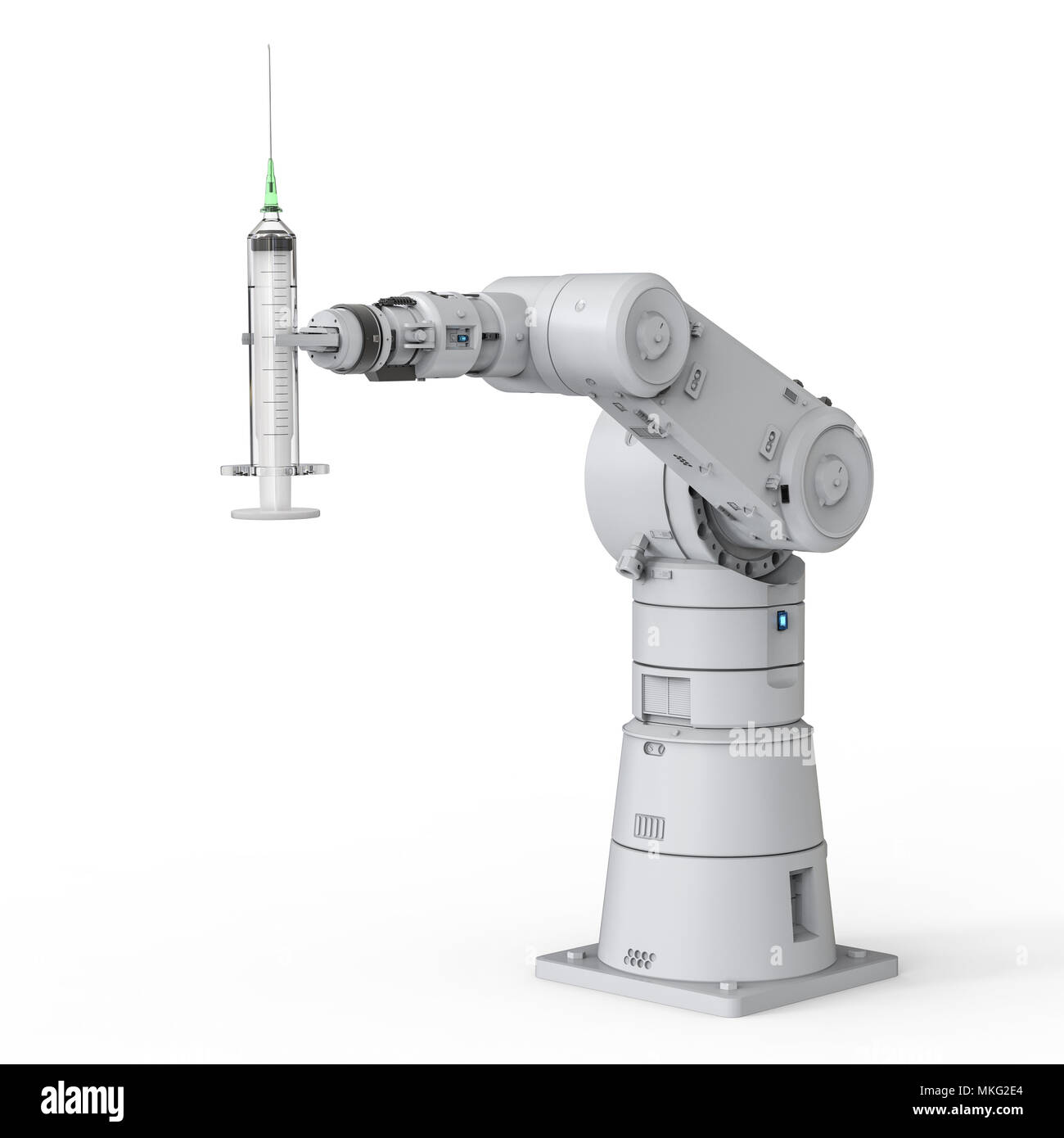 3d rendering robotic hand holding syringe isolated on white Stock Photo ...