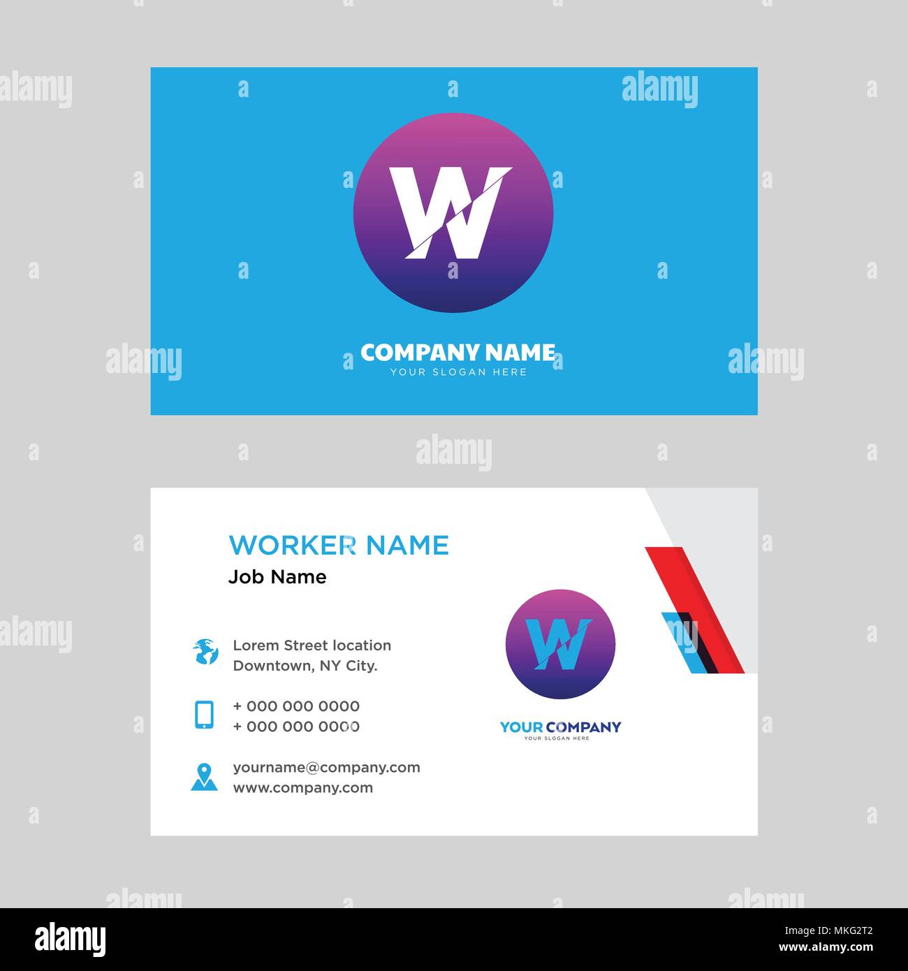 W business card design template, Visiting for your company, Modern ...