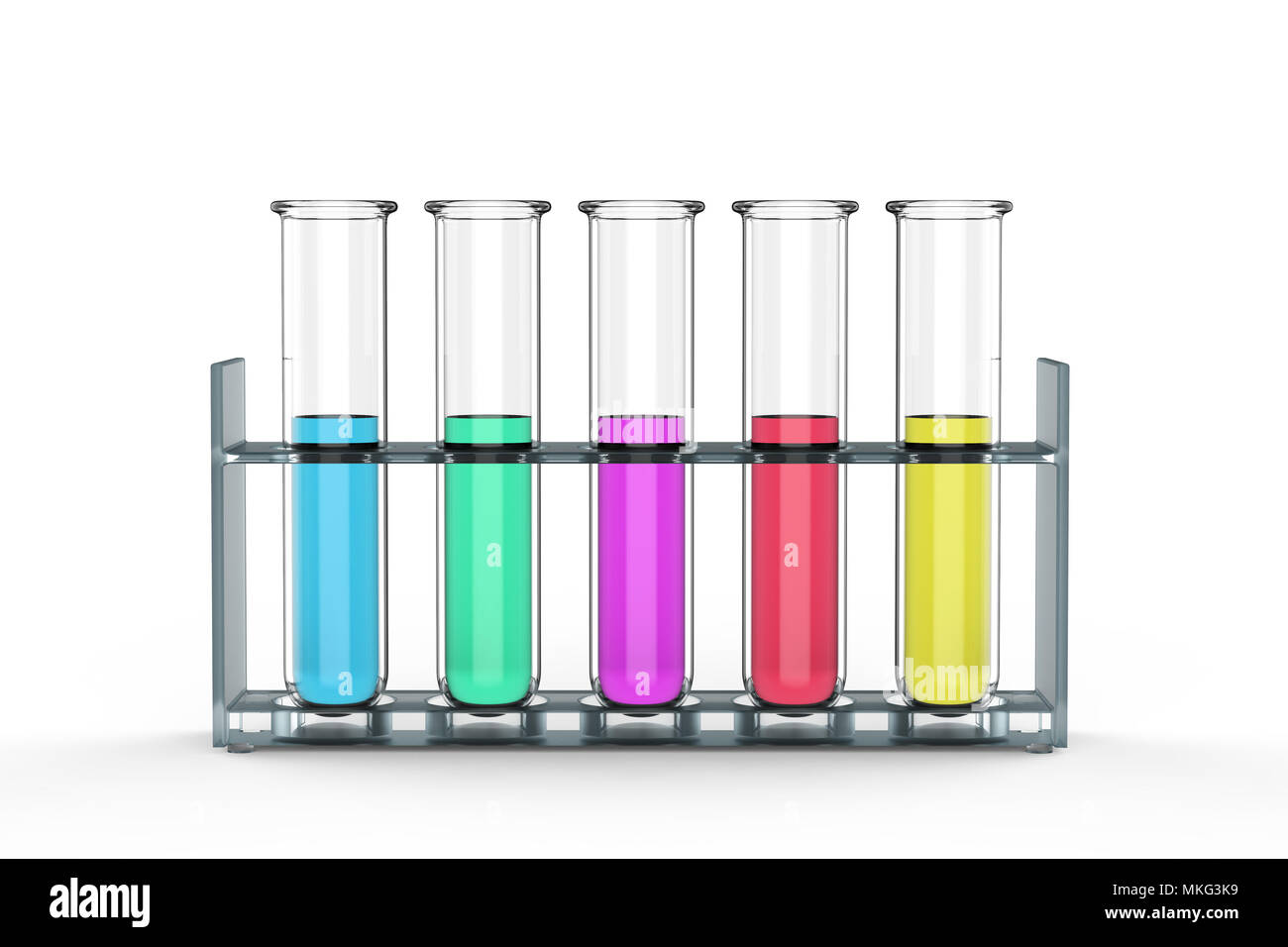 3d rendering test tubes with colourful liquid on white background Stock ...