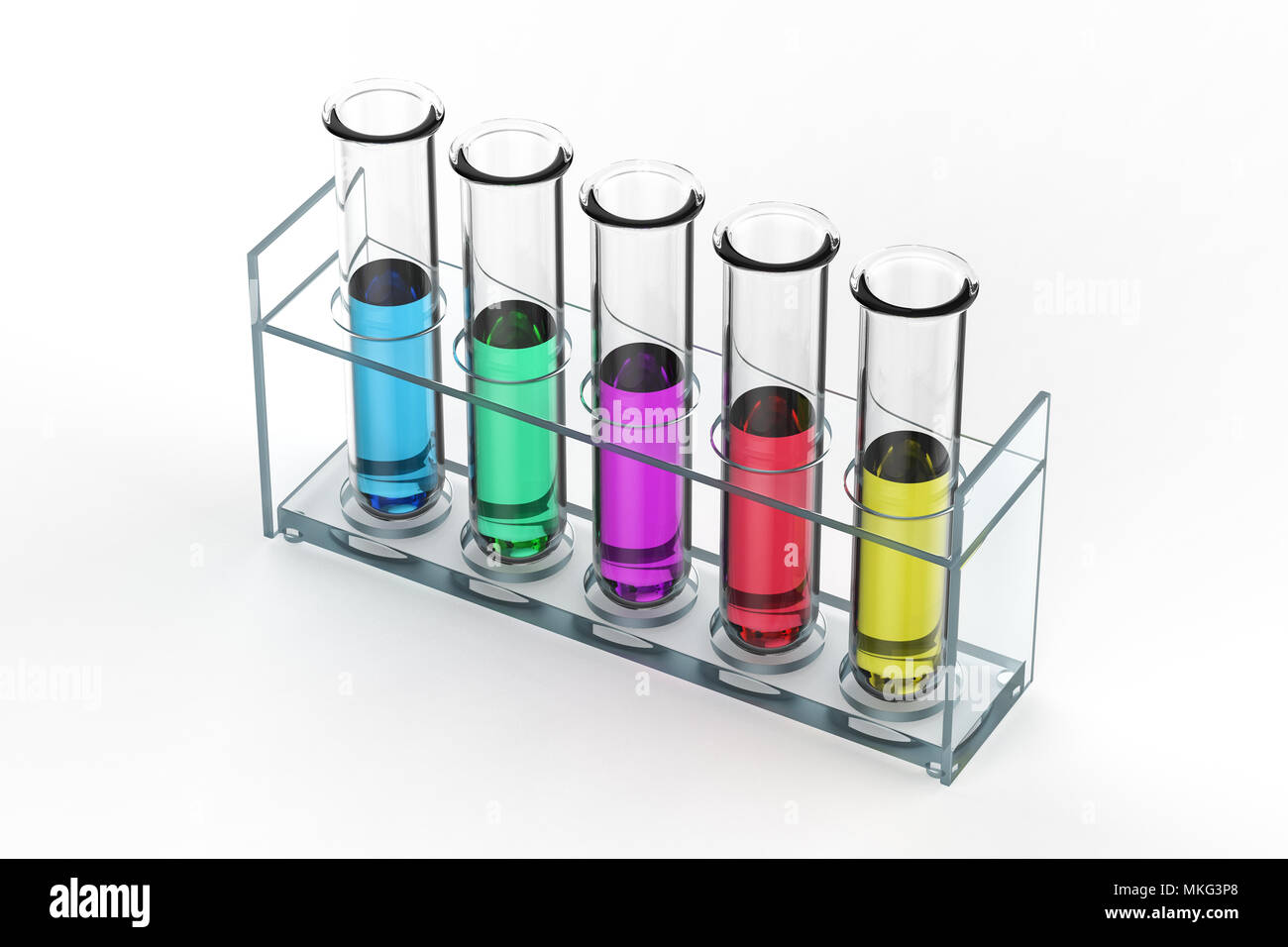 3d rendering test tubes with colourful liquid on white background Stock ...