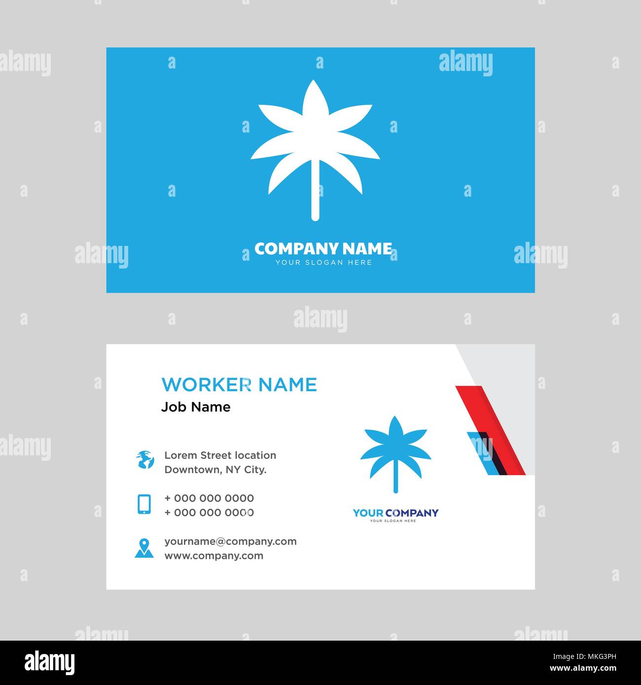 Two Palm Trees business card design template, Visiting for your company ...