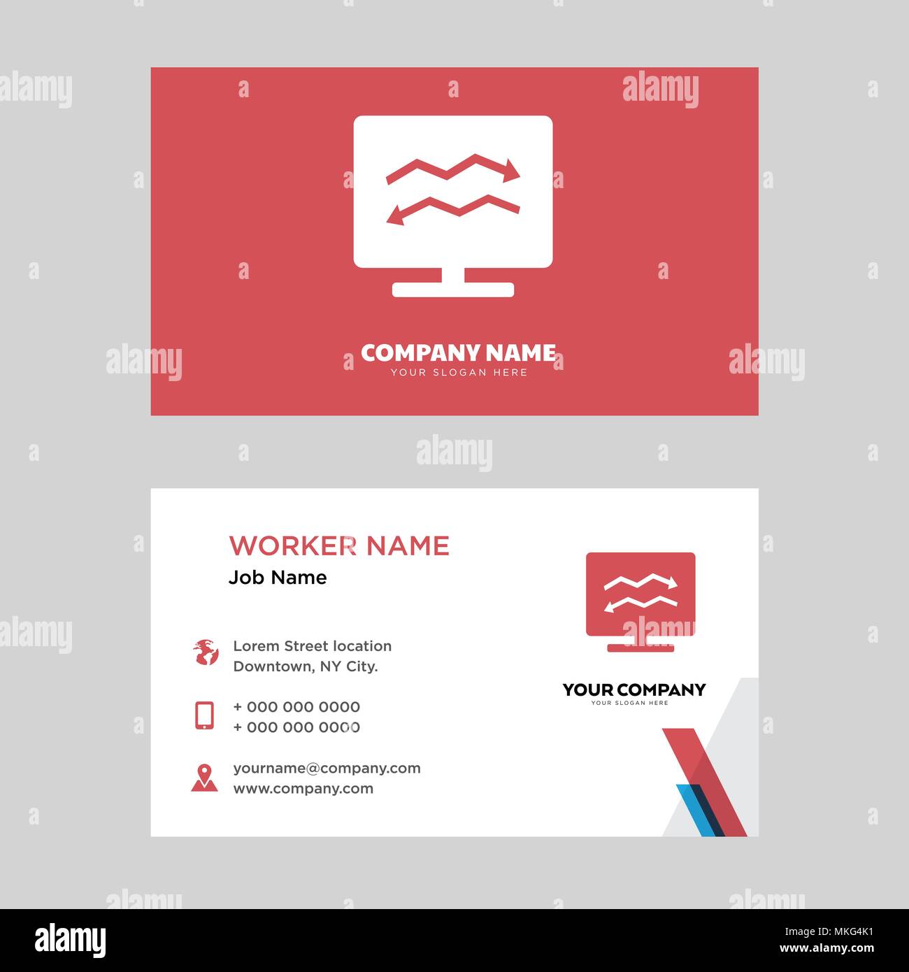 Analytic on computer business card design template, Visiting for your ...