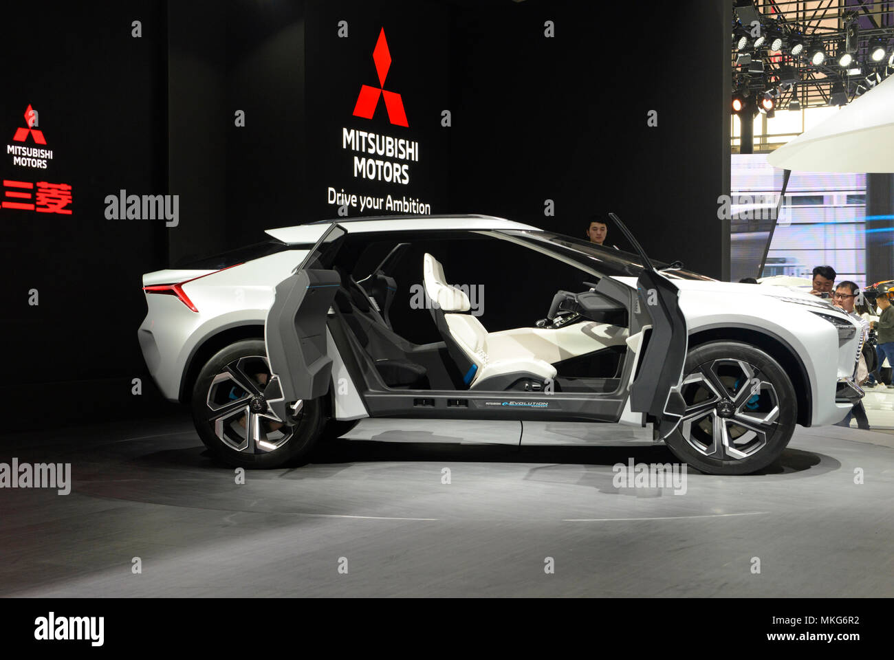 Mitsubishi's e-Evolution SUV concept car debuted in China at the Auto China 2018 in Beijing ...