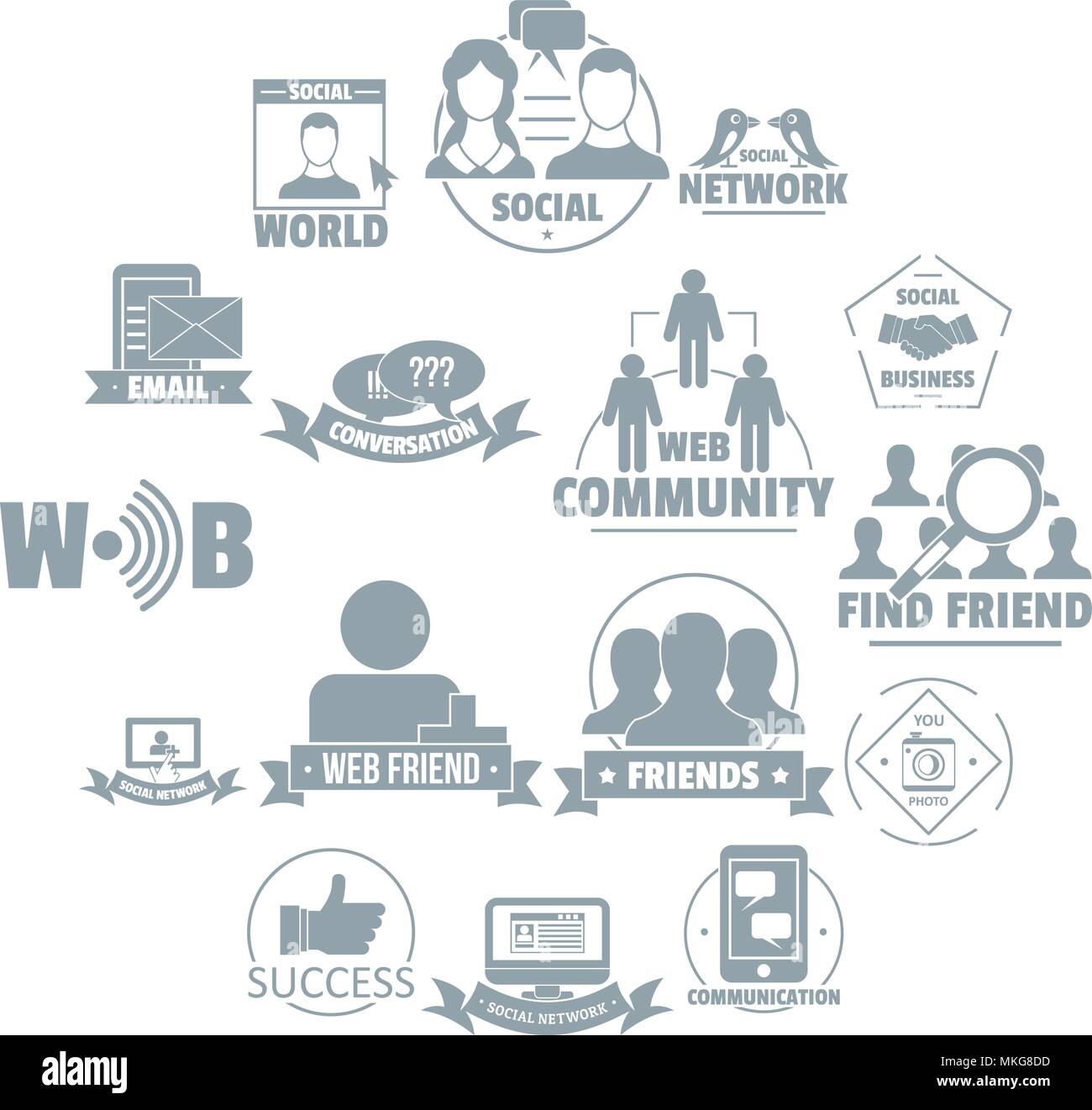 Social network logo icons set, simple style Stock Vector Image & Art ...