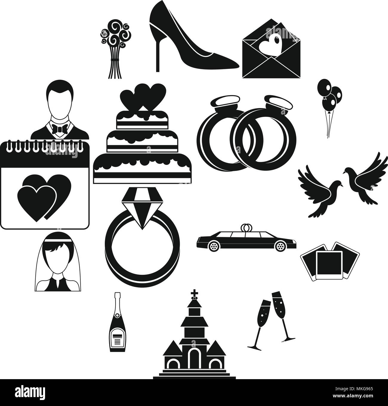 Wedding icons set, simple style Stock Vector Image & Art - Alamy