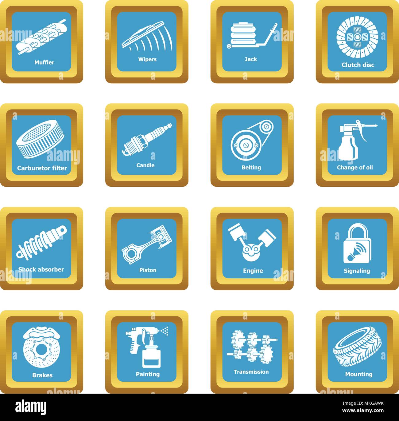 Car repair parts icons set sapphirine square vector Stock Vector Image ...