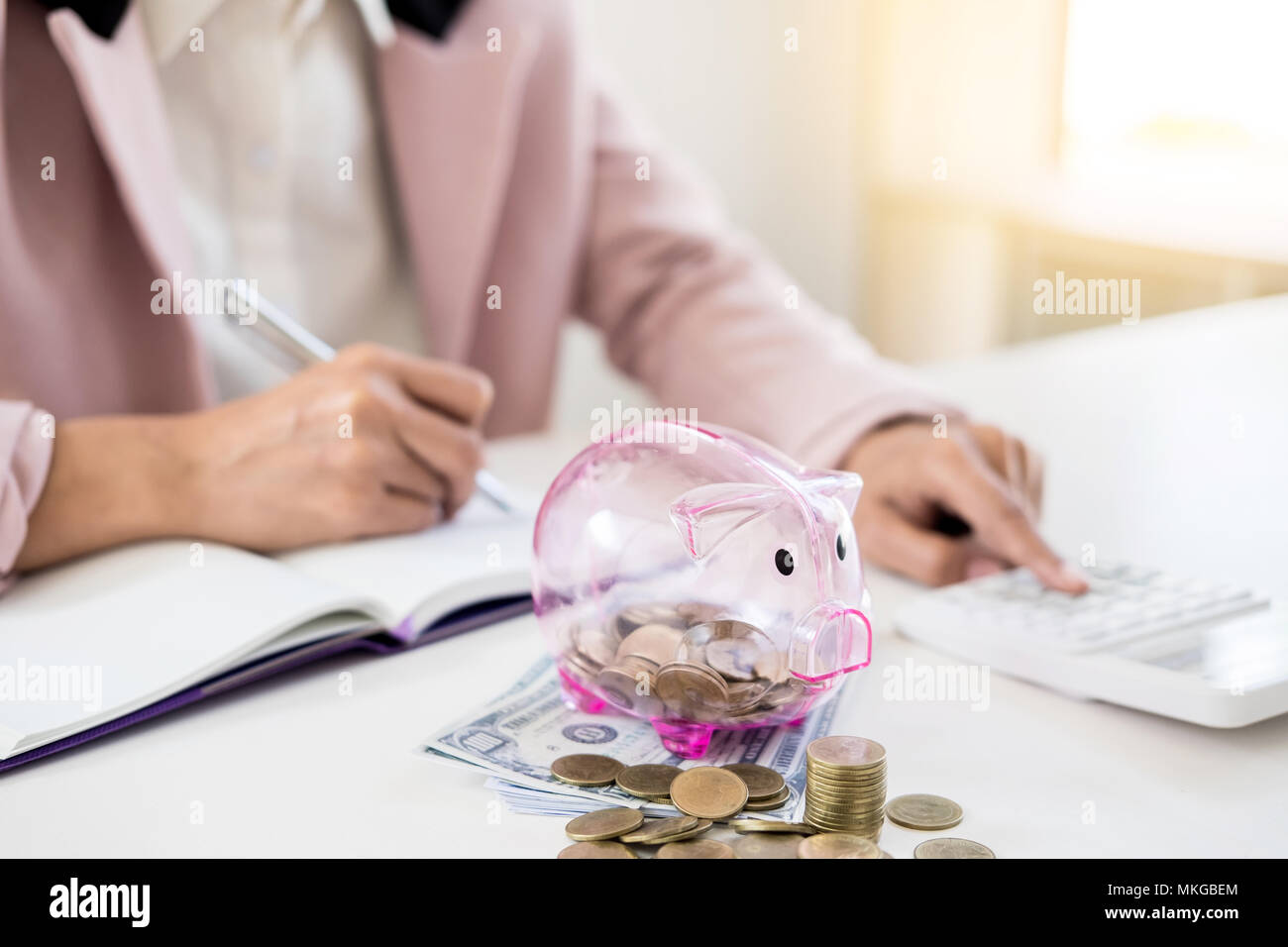 business man counting money at the table, accounting concept Stock ...