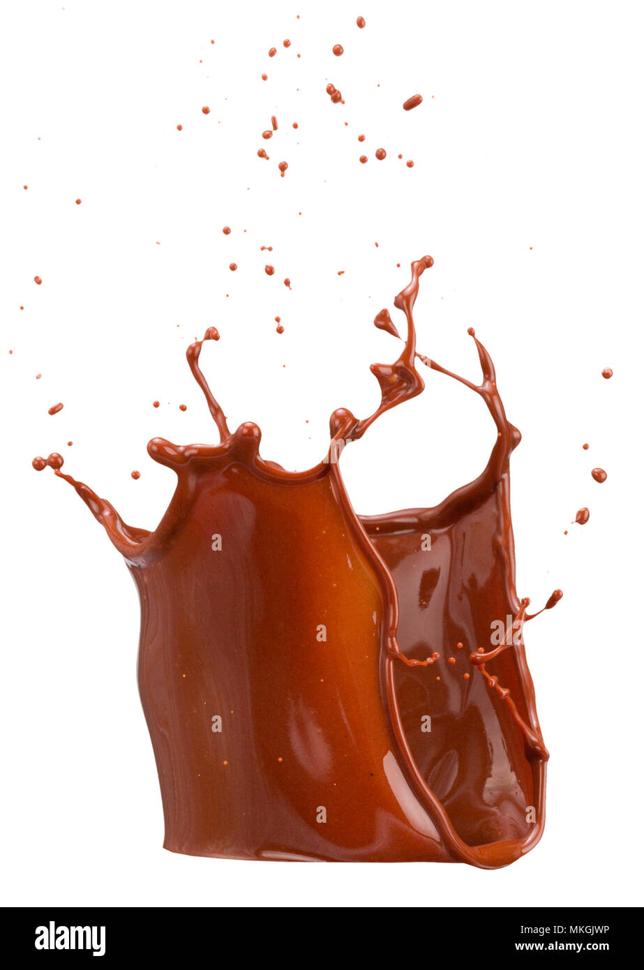 chocolate splash on a white background Stock Photo - Alamy