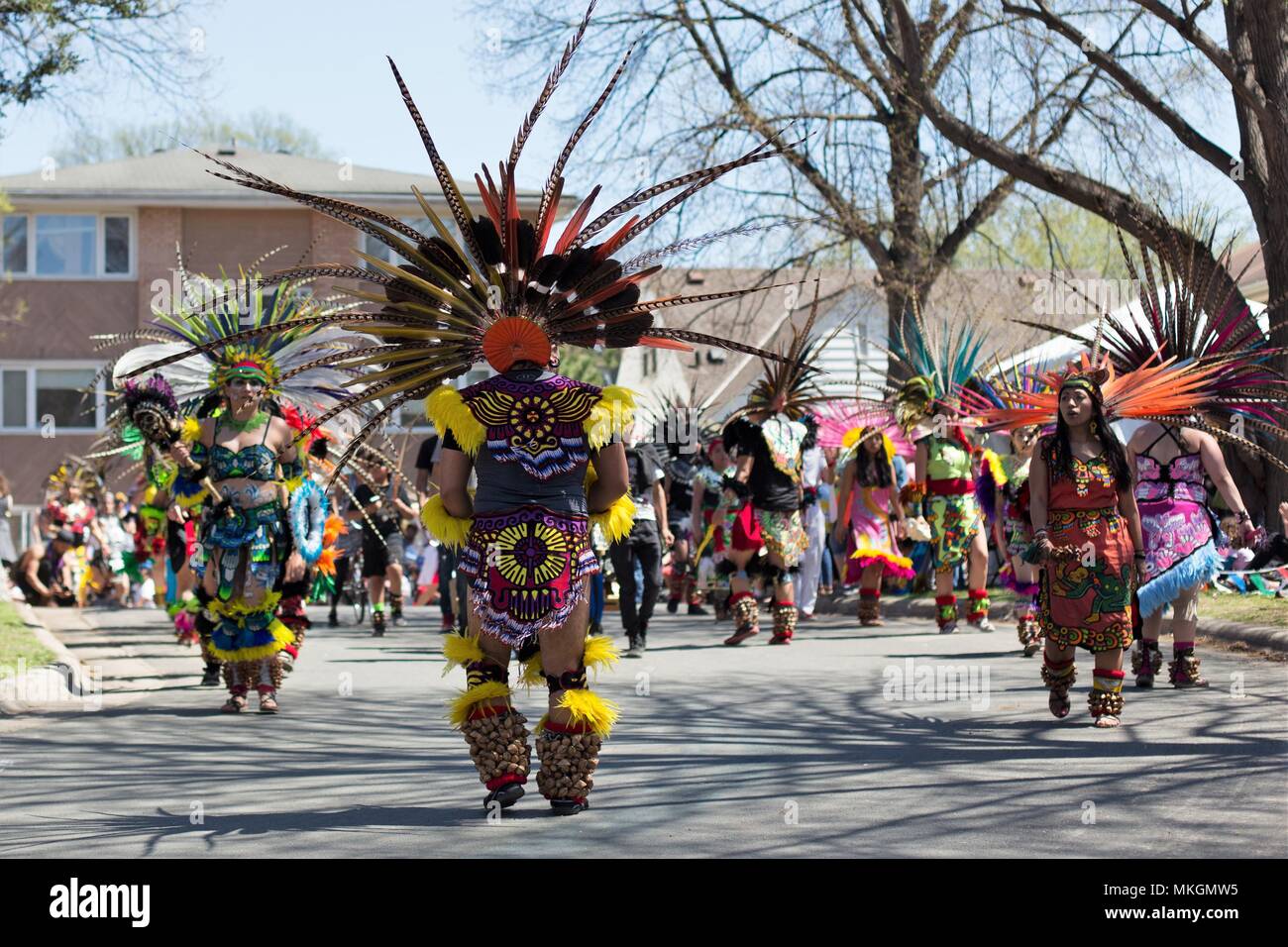 Dancers from the Kalpulli Ketzal Coatlicue, at the May Day festival in ...