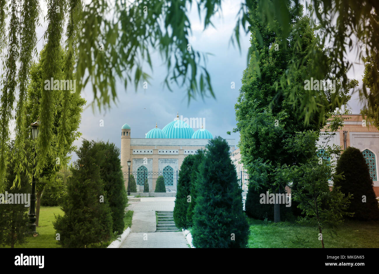 Photo of landscape of a magnificent mosque in Central Asia Stock Photo ...