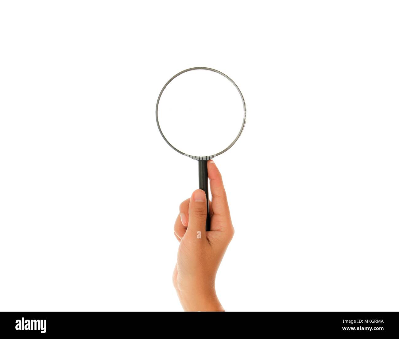 Concept image of a inspection. hand holds a magnifying glass Stock ...
