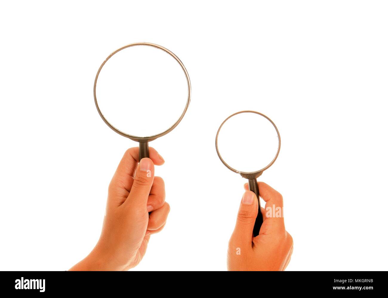 Concept image of a inspection. hand holds a magnifying glass Stock ...