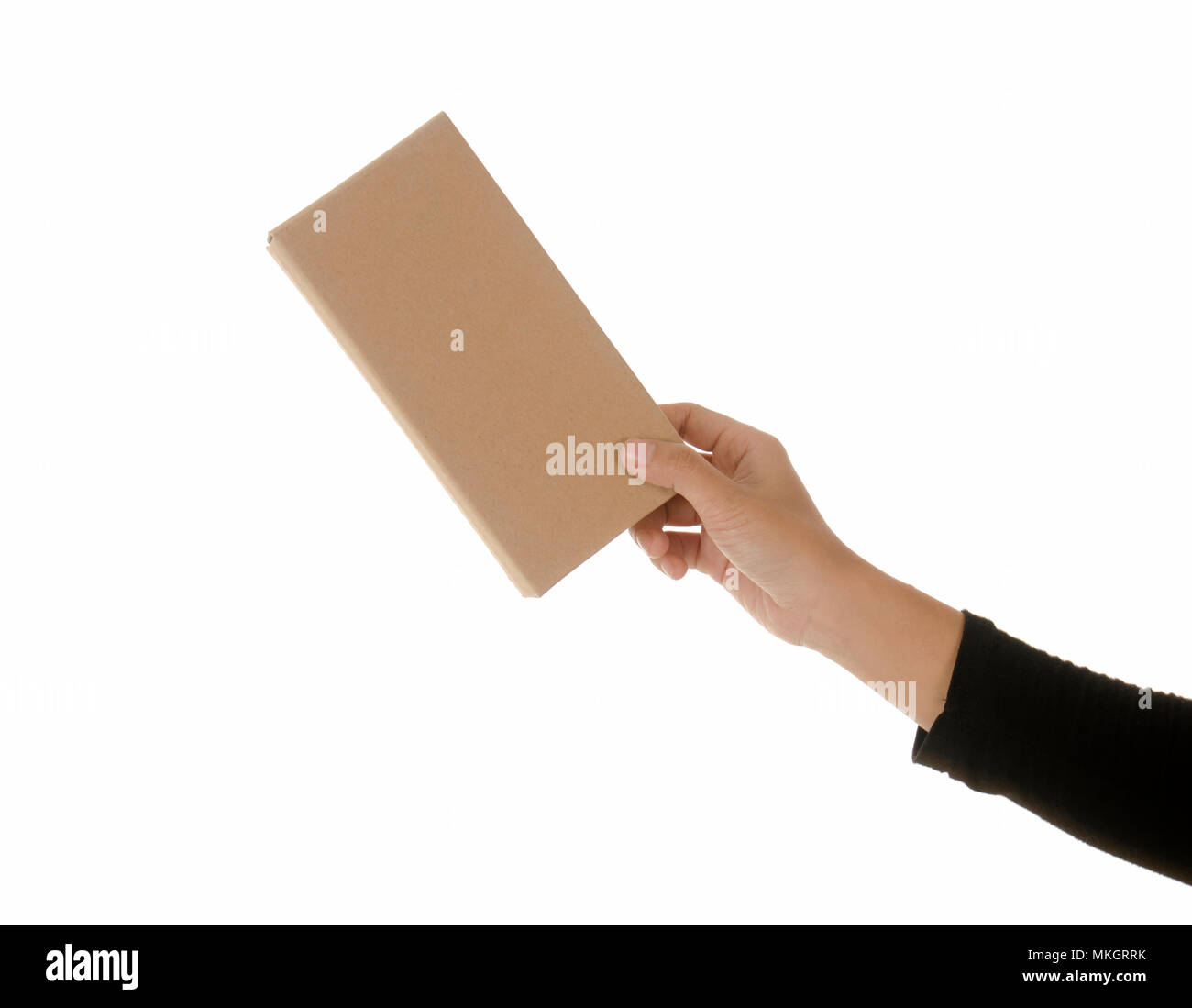 Hand holding an envelope on white background Stock Photo - Alamy