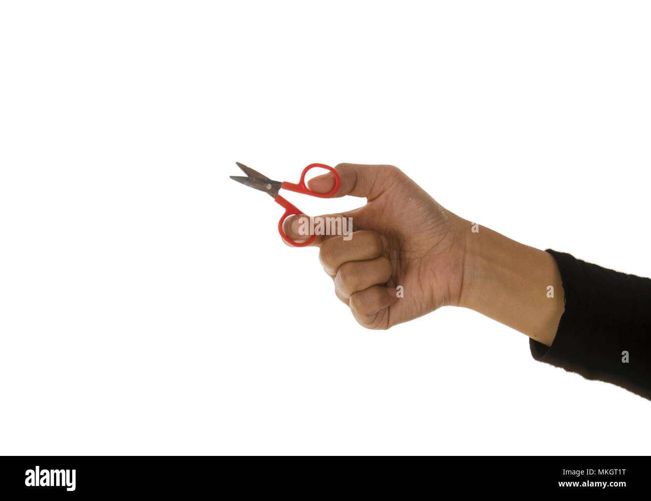 Hand holding scissor, isolated on a white background Stock Photo - Alamy