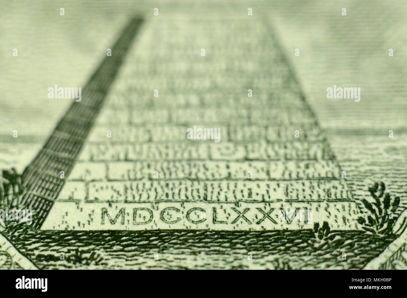 Extreme close up the pyramid on the back of the American one dollar ...