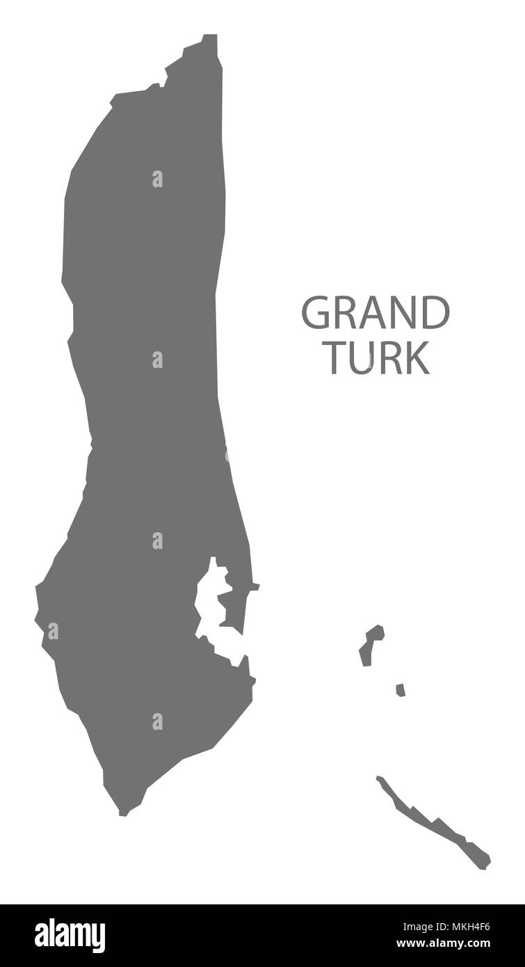 Grand Turk map of Turks and Caicos Islands grey illustration shape ...