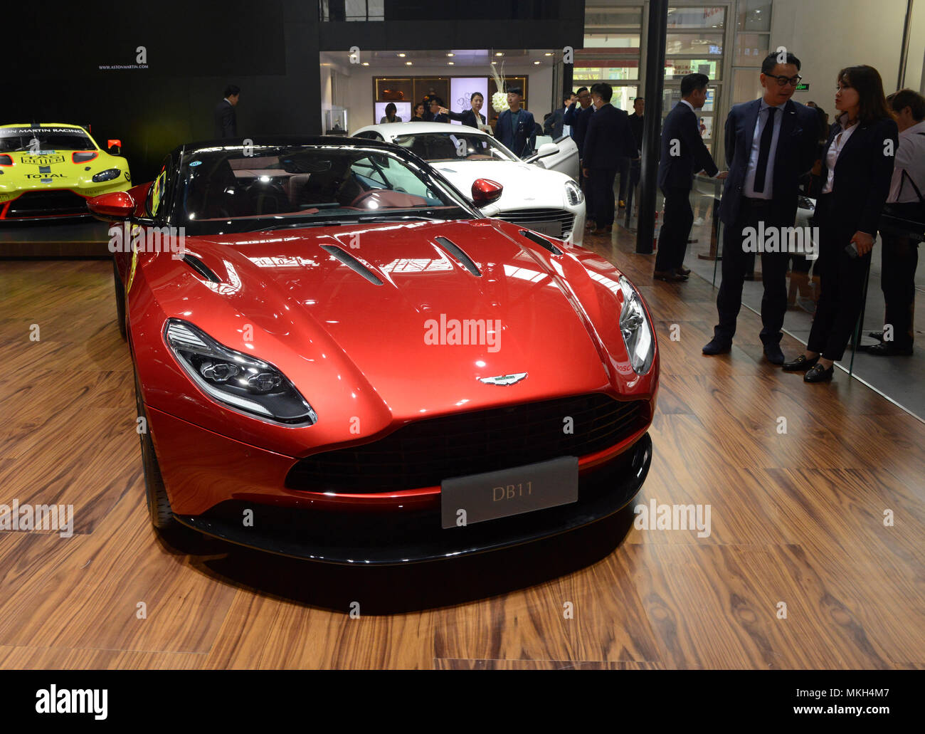 An Aston Martin DB11 on display at the Auto China 2018 motor show in ...