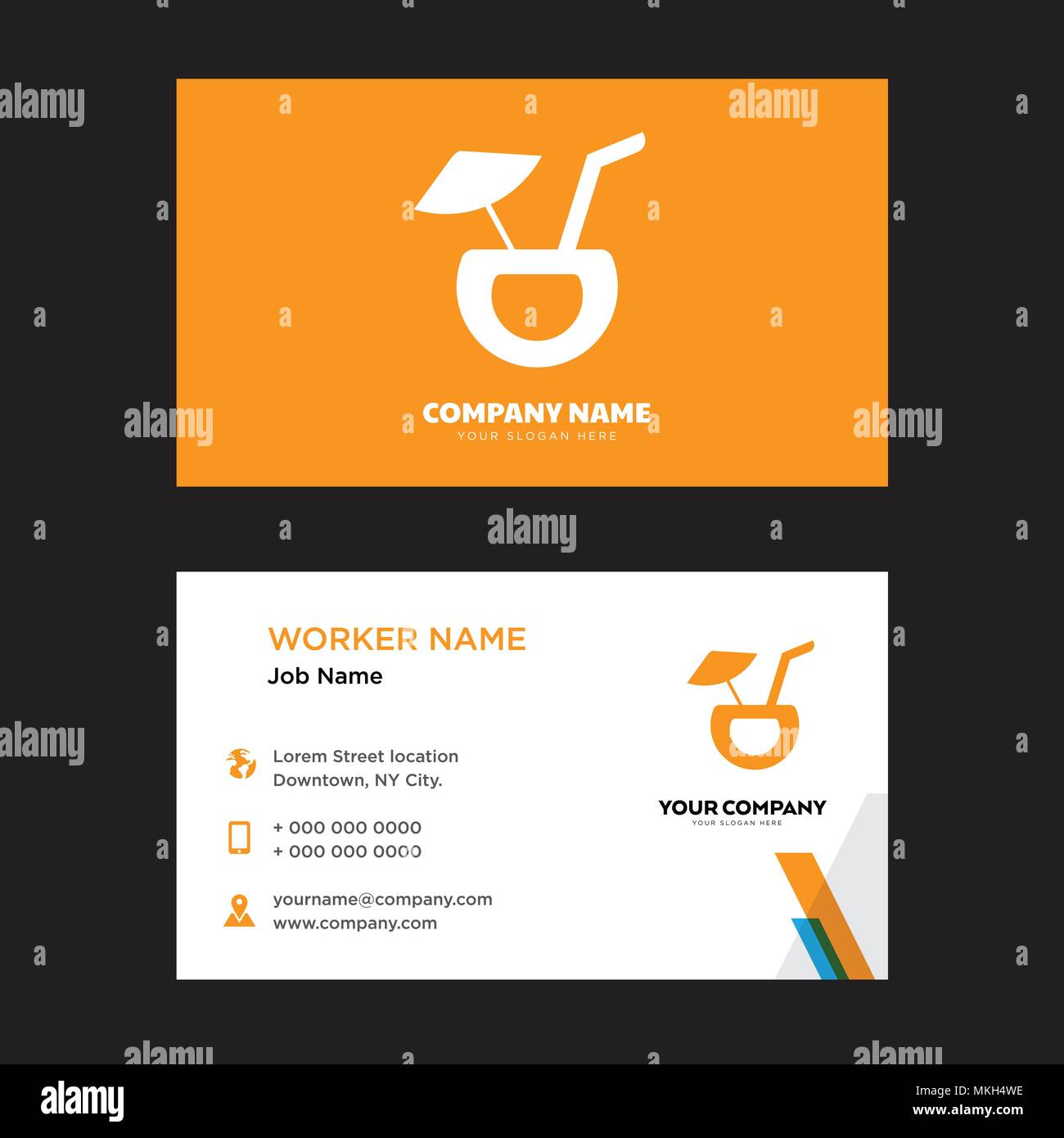 Cocktail Coconut business card design template, Visiting for your ...