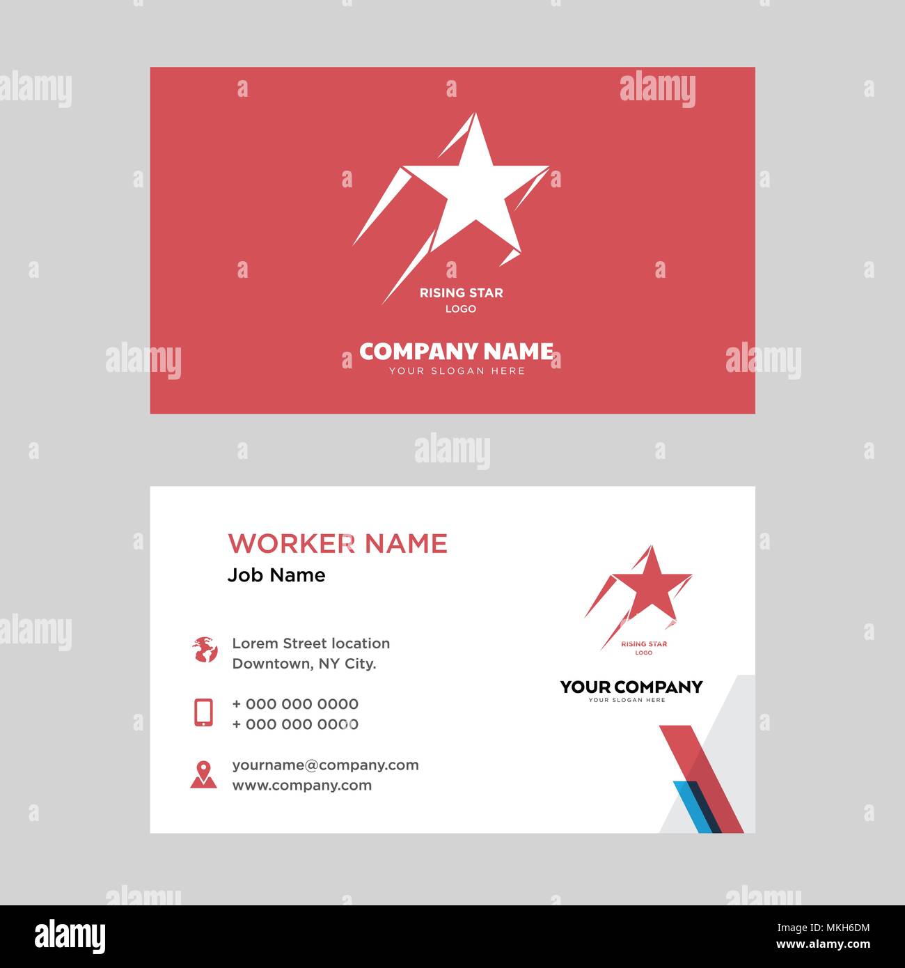 rising star business card design template, Visiting for your company ...