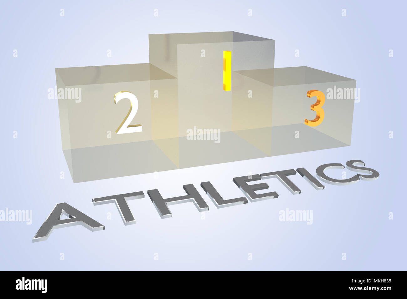 3D illustration of ATHLETICS title with a podium as a background Stock ...
