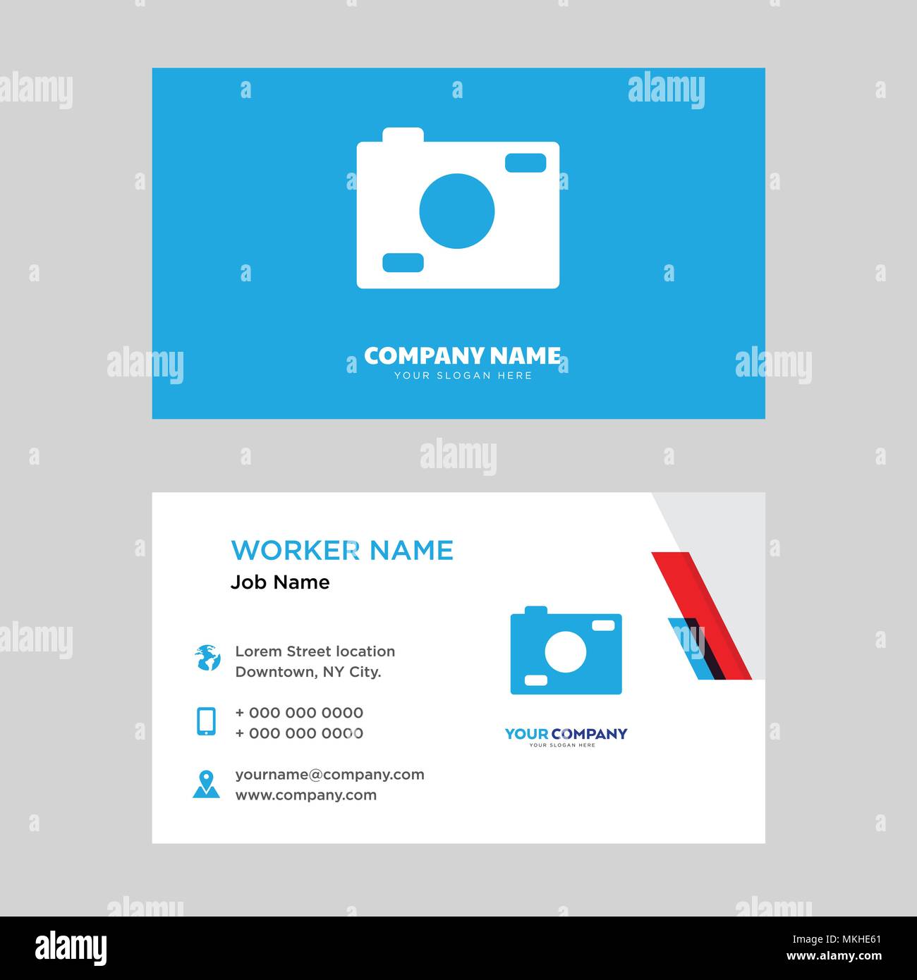 Photo camera business card design template, Visiting for your company ...